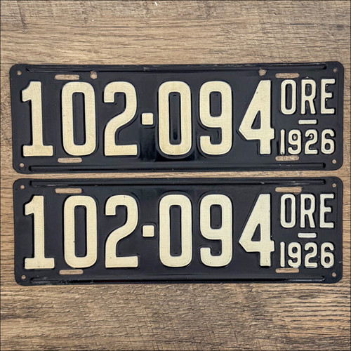 Original Oregon 1926 License Plates - 102-094 | NW License Plates