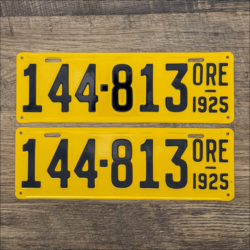 Restored Oregon 1925 License Plates - 144-813 | NW License Plates