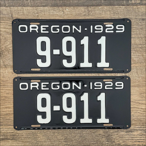 Restored Oregon 1929 License Plates - 9-911 | NW License Plates