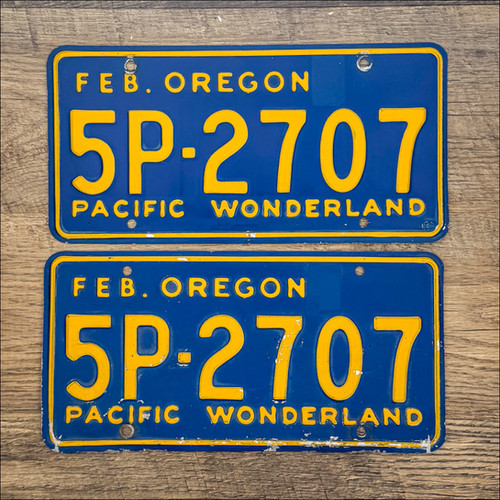 Original Oregon 1961-64 License Plates - 5P-2707 | NW License Plates
