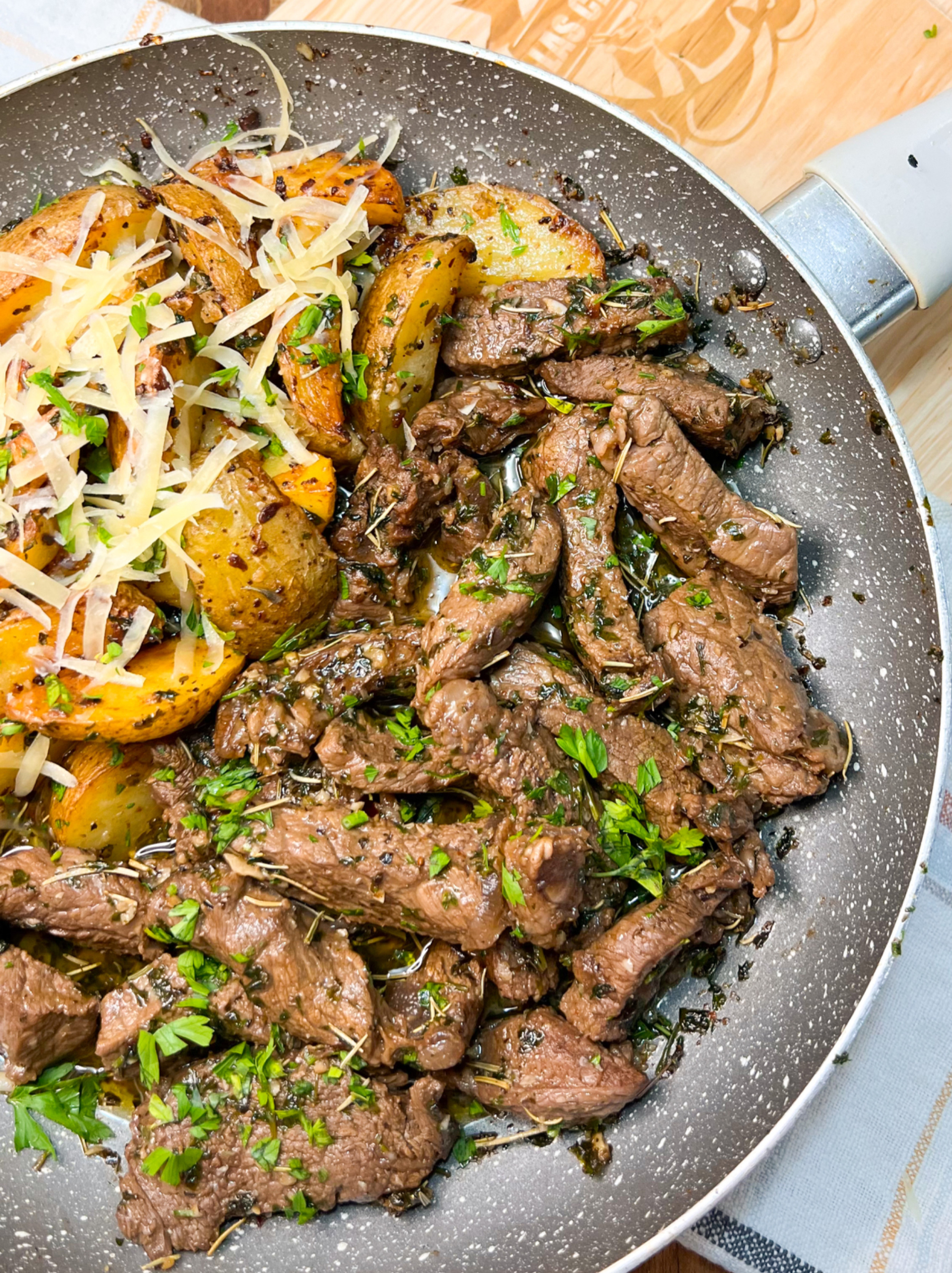 Receta de churrasco con papas al sartén