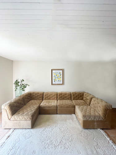 Canapé modulable en velours vintage 70's | Malisa Mobilier Vintage