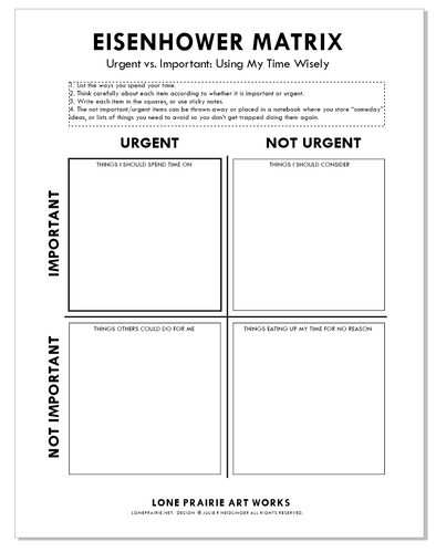 The Eisenhower Matrix Worksheet | Lone Prairie