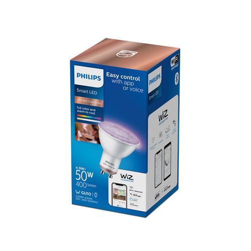 หลอดไฟ LED Philips Wiz RGB 16 ล้านสี 4.9-50W MR16 GU10 922-65 Gen2 ...