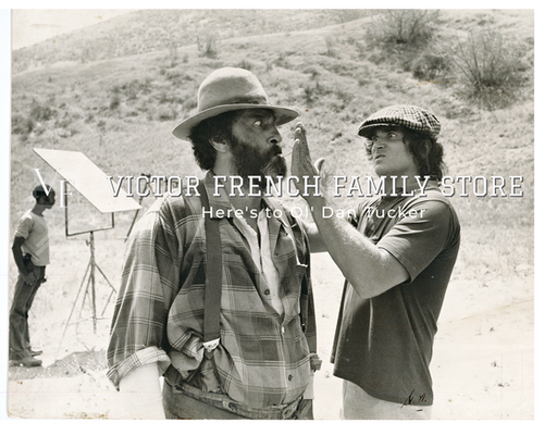 Victor French and Michael Landon Prank BW Mounted | Victor French Family