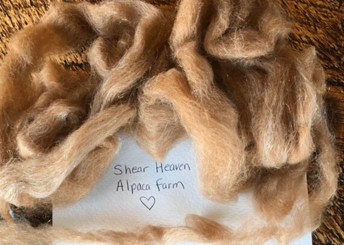 Natural Medium Fawn Shimmery Alpaca/Merino Roving with Blaze Angelica ...