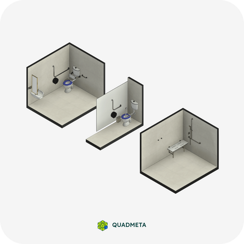 Revit 3D Family - AS1428.1 Toilet and Shower Set | QUADMETA