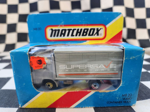 Matchbox Blue Box #20 Volvo Container Truck Supersave Drugstores Grey ...