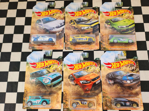 Hot Wheels Road Rally Set of 6 Wrx Focus Mini Cooper VW Lancer Evo Ford ...