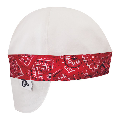 White Solid Red Bandana Welding Cap | DBK Welding Caps