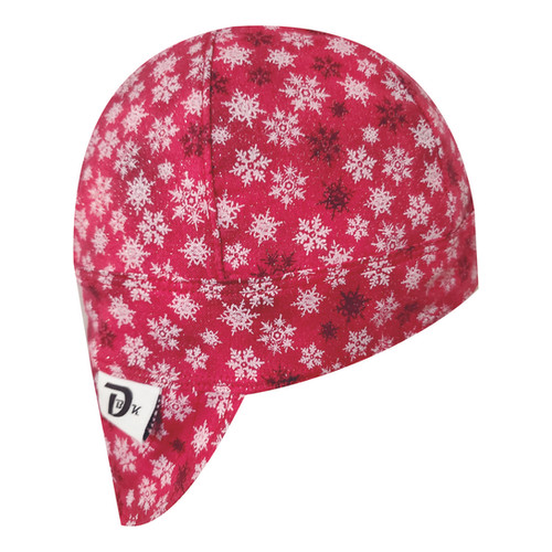 Red Snowflake Glitter Welding Cap | DBK Welding Caps