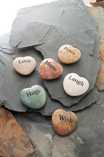 Garden Age Supply Love Engraved Stone Jasper Heart Shaped Inspirational ...