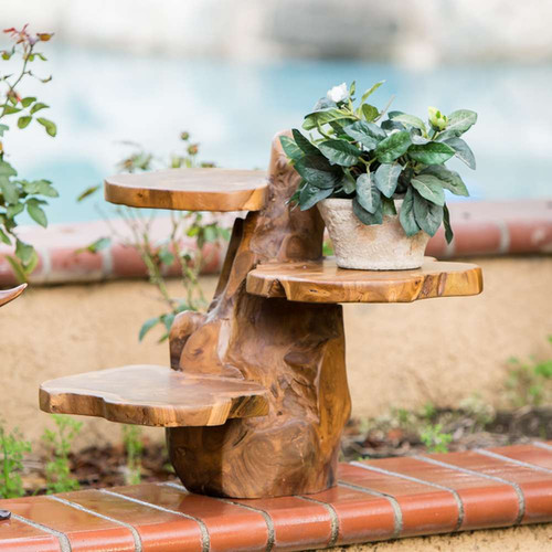 Teak Wood 3 Tier Flower and Plant Stand | Awesome Stones