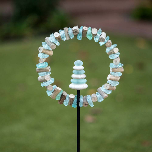 Glass Cairn in Ring Garden Stake | Awesome Stones