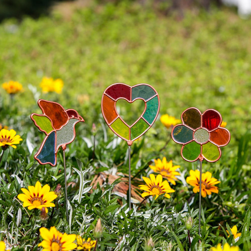 Stained Glass Pot Stakes - Nature's Garden | Awesome Stones