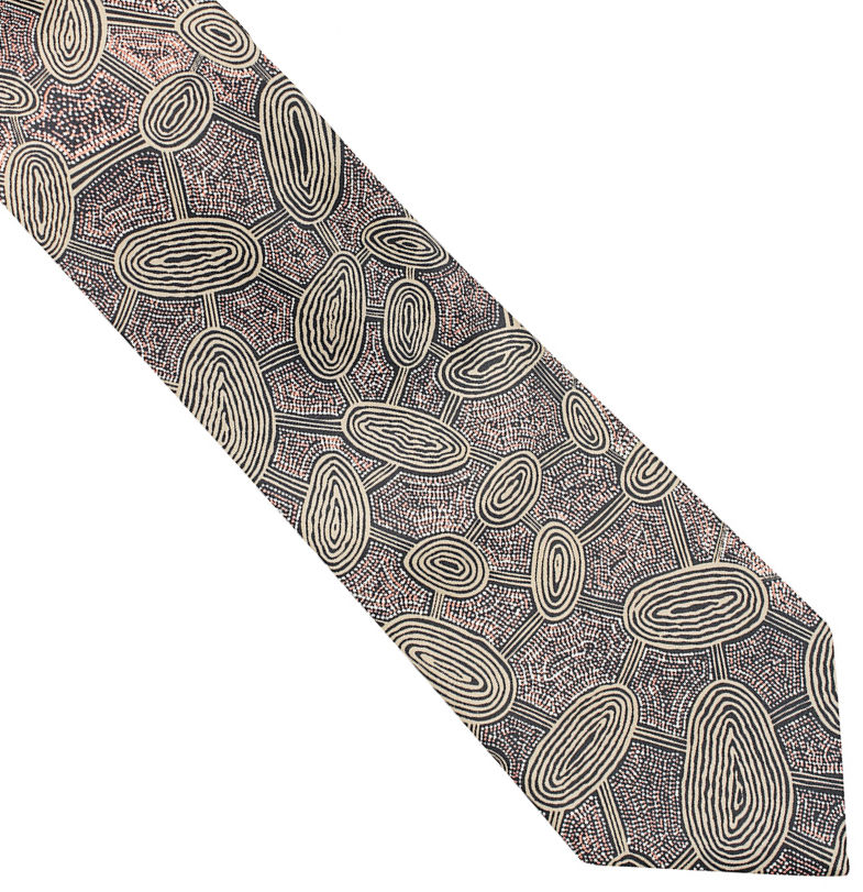 ABORIGINAL TIE - TRAVEL DREAM, BROWN, BEIGE - AUSTRALIAN MADE ...