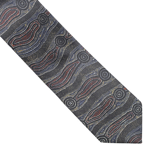 ABORIGINAL TIE - WATER DREAMING, BROWN, RED - AUSTRALIAN MADE ...