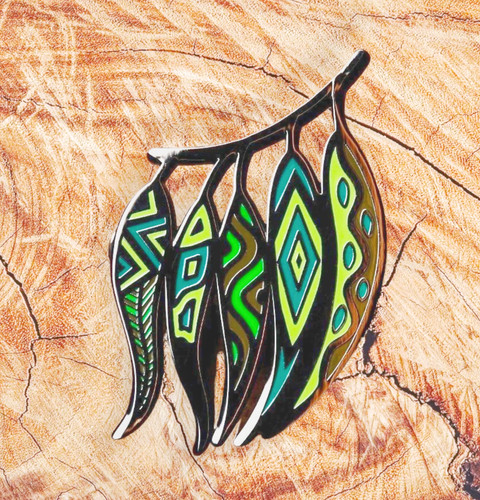 ABORIGINAL PIN, BROOCH, JEWELLERY - GUM LEAVES - AUSTRALIAN, INDIGENOUS ...