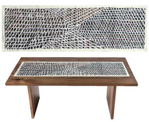 ABORIGINAL TABLE RUNNER - 150x45cm - COTTON - B&W - AUSTRALIA ...