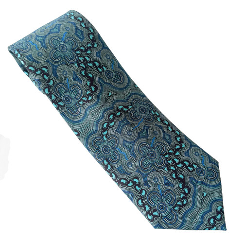 ABORIGINAL TIE - SILK - ON WALKABOUT BLUE -AUSTRALIA, INDIGENOUS, SUIT ...
