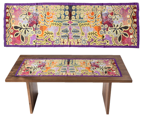ABORIGINAL TABLE RUNNER - 150x45cm - COTTON - PADDY -AUSTRALIA ...