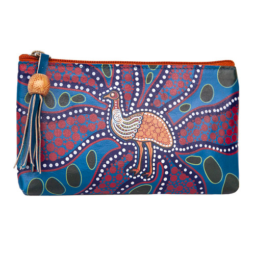 ABORIGINAL PURSE, VANITY CASE - LEATHER - EMU BIRD - AUSTRALIA ...