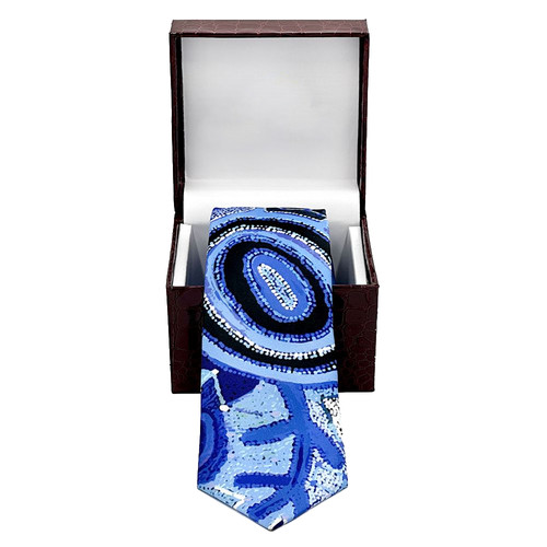 ABORIGINAL TIE - GIFT BOXED - THEO HUDSON, BLUE, AUSTRALIA, INDIGENOUS ...