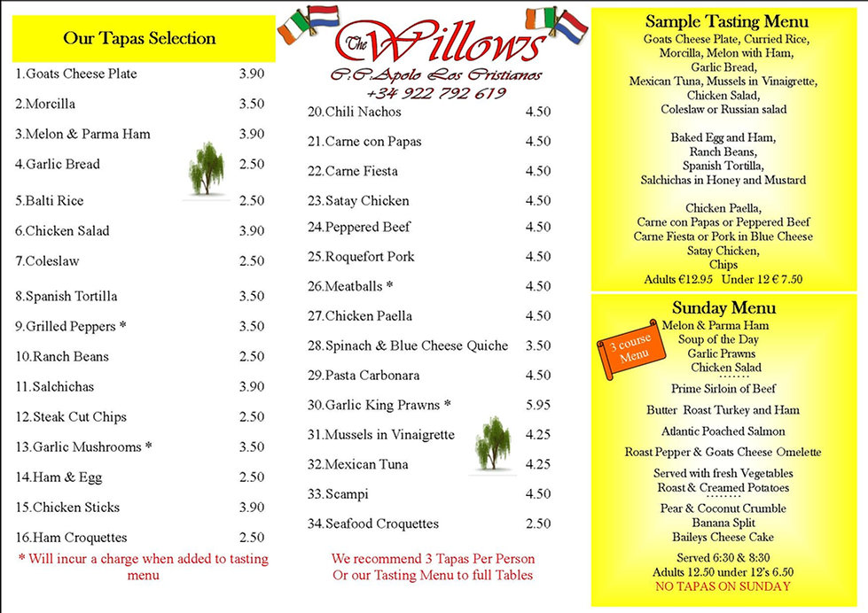 MENU | thewillows