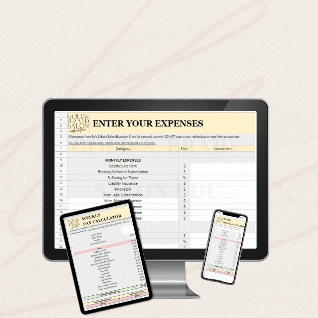 Independent Stylist Paycheck Calculator | Gold & Braid Salon