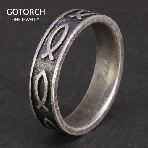 Sterling Silver Jesus Fish Ring - Antique Finish for All | CatholicMall.net
