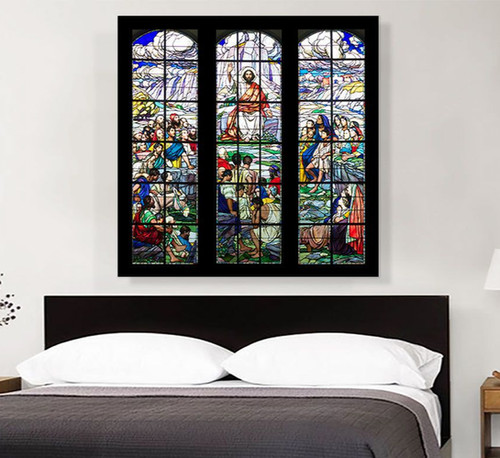 Sermon on Mount Canvas - Beatitudes Window Art | CatholicMall.net