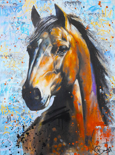 Tableau Cheval Pop Art Moderne Multicolore - Tableau Jockey Equitation ...