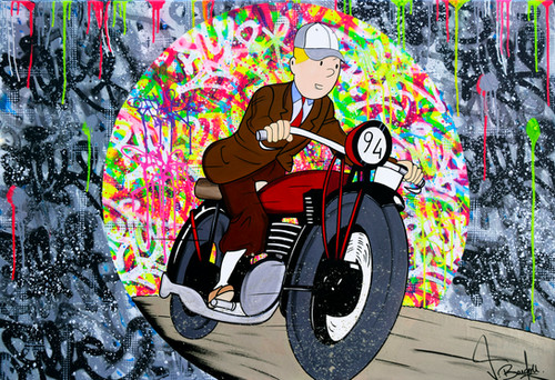 Tintin Painting Comic Pop Art Multicolor Modern - Tintin Cross-Bitume ...