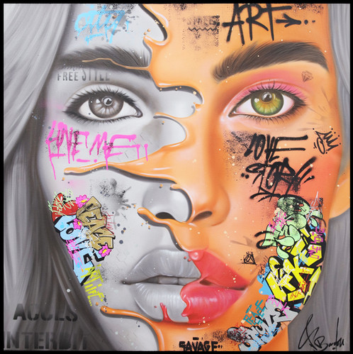 Peinture Femme Street Art Abstrait Multicolore Moderne - Tableau Femme ...