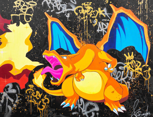 Pop Art Charizard Painting - Pokemon Street Art Painting - Charizard ...