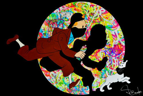 Tableau Tintin et Milou Pop Art Graffiti Contemporain - Peinture Tintin ...