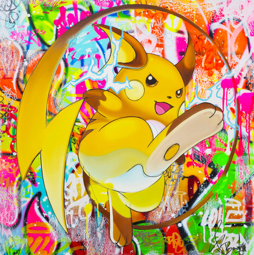 Tableau Pokemon Street Art - Peinture Pikachu Pop Art - Cadre Original ...