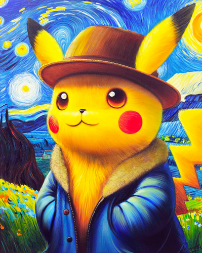 Pikachu Van Gogh Street Art Painting Modena - Colorful Pop Art Pokemon ...