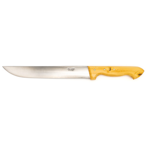 Wide carbon steel butcher knife 24cm with boxwood handle | Pallares Solsona