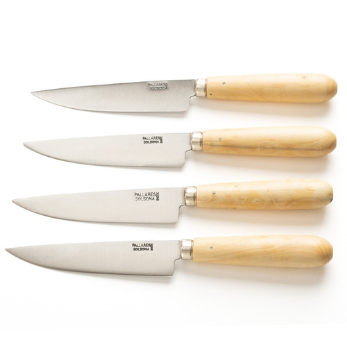 4 stainless steel table / steak knives 12cm with boxwood handles ...