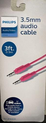 PHILIPS 3.5mm audio cable 6ft Pink color | Computer Depot