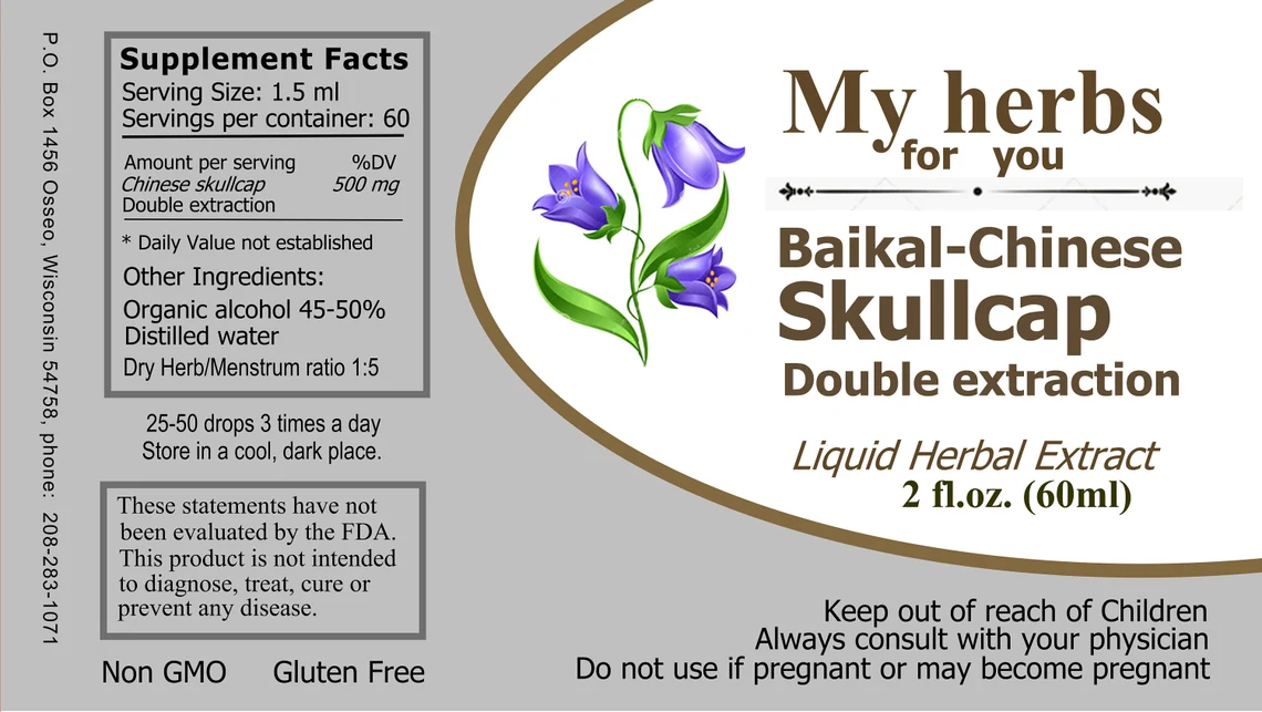 SKULLCAP, BAIKAL - CHINESE Tincture (Double Extraction), Organic ...