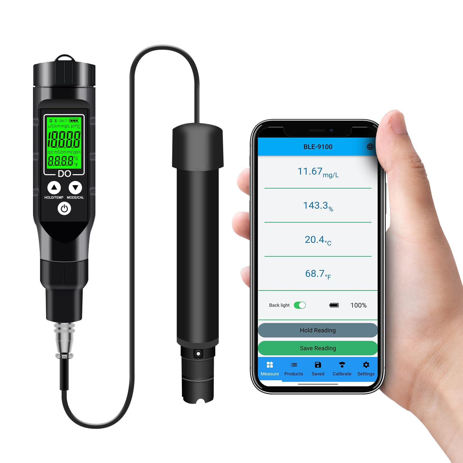 Dissolved Oxygen Meter with Bluetooth, Dissolved Oxygen Test Kit with ...