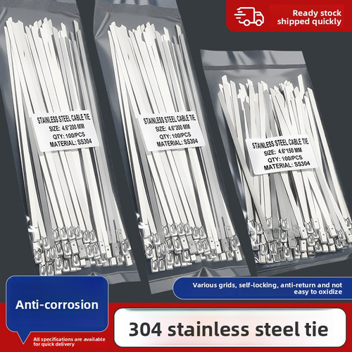 304 Stainless Steel Cable Ties – Heavy-Duty Metal Locking, Reusable ...