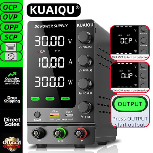 Precision DC Bench Power Supply – 0–30V 0–3A with OVP/OCP Alarms & USB ...