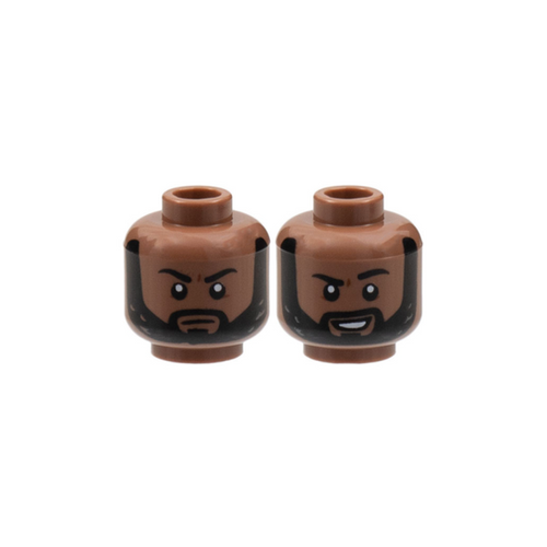 LEGO® Minifigure, Head Dual Sided Black Eyebrows and Beard | Pickle Bricks