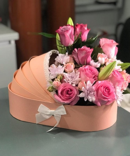 Baby Girl Crib Box With Pink Roses And Lilys With Chrysantimum | OnTime ...