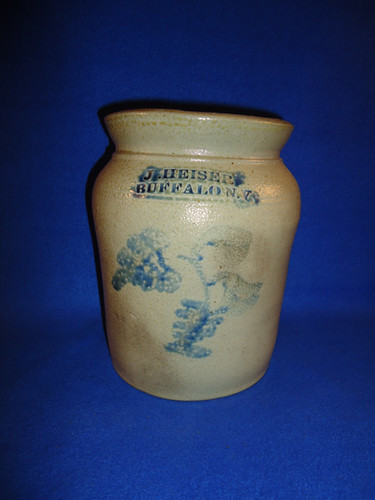 J. Heiser, Buffalo, New York Stoneware 1 Gallon Preserve Jar with ...