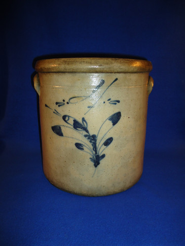 Circa 1880 4 Gallon Crock with Fancy Flower from Ohio #5034 | Doc's Crocks
