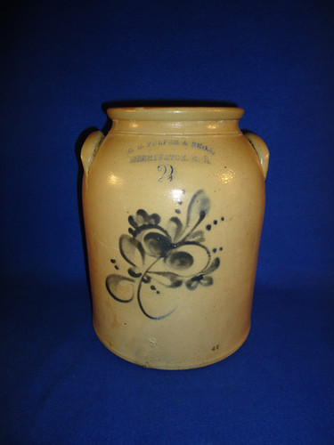 G. W. Fulper, Flemington, New Jersey 2 Gallon Stoneware Jar with Floral ...